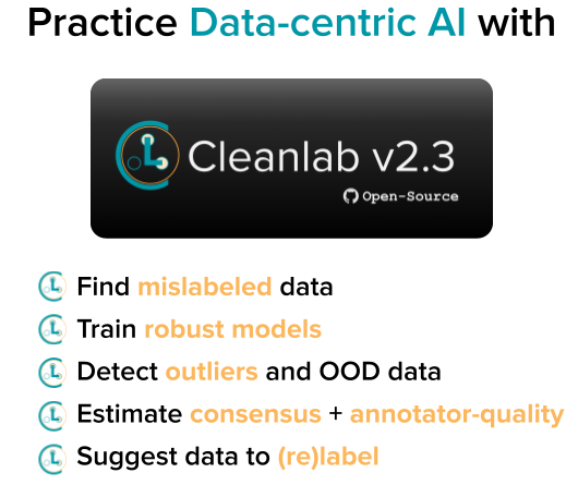 cleanlab 2.3 adds support for Active Learning, Tensorflow/Keras models made sklearn-compatible ...